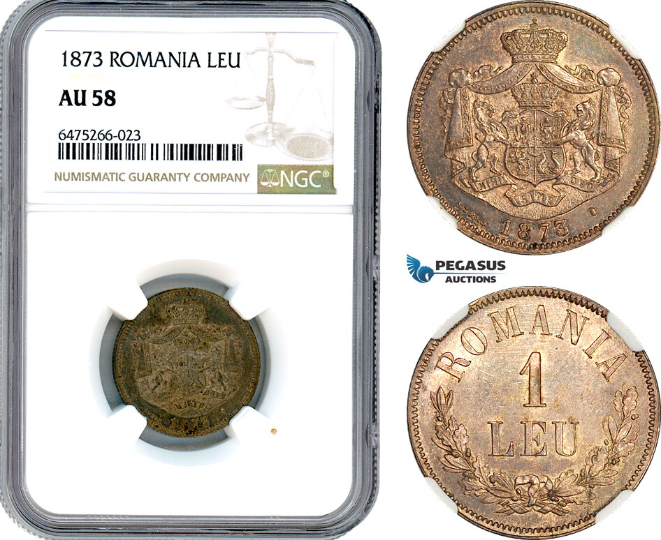 Romania 1 Leu 1873 NGC AU58 | MA-Shops