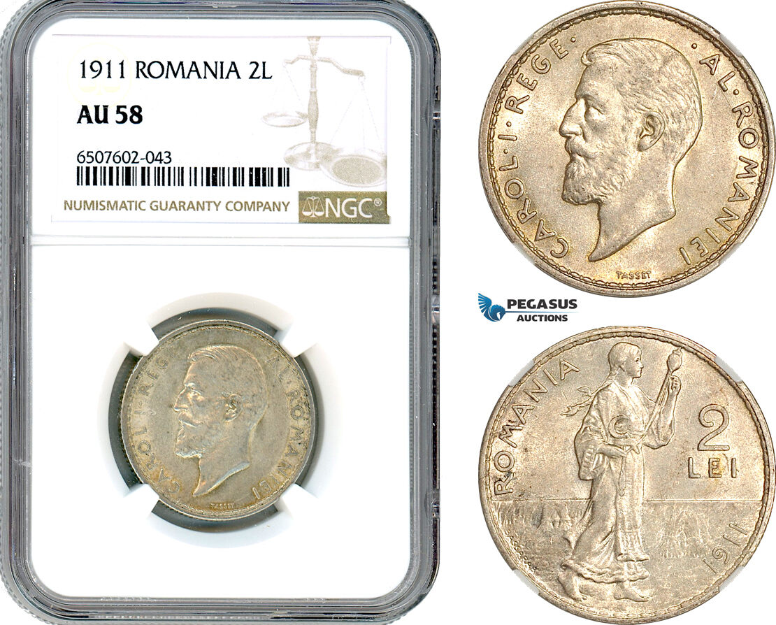 Romania 2 Lei 1911 NGC AU58 | MA-Shops