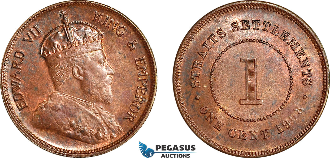 Straits Settlements 1 Cent 1908 UNC | MA-Shops