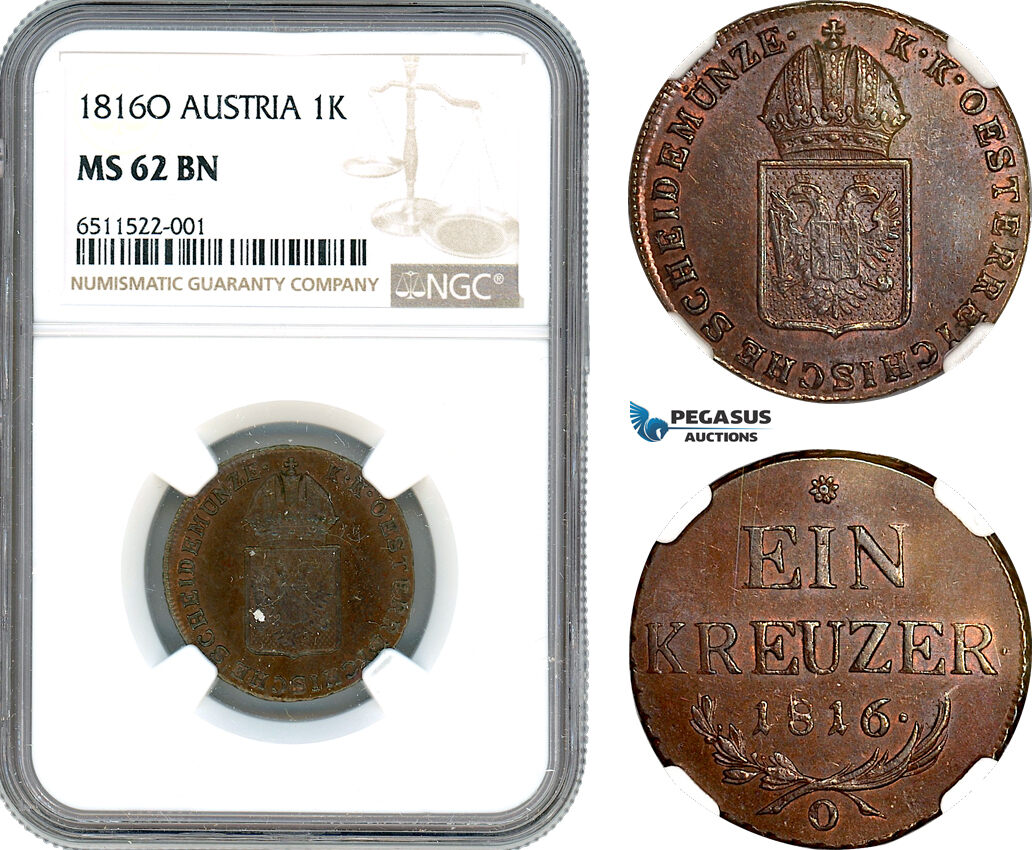 Austria 1 Kreuzer 1816 NGC MS62BN | MA-Shops