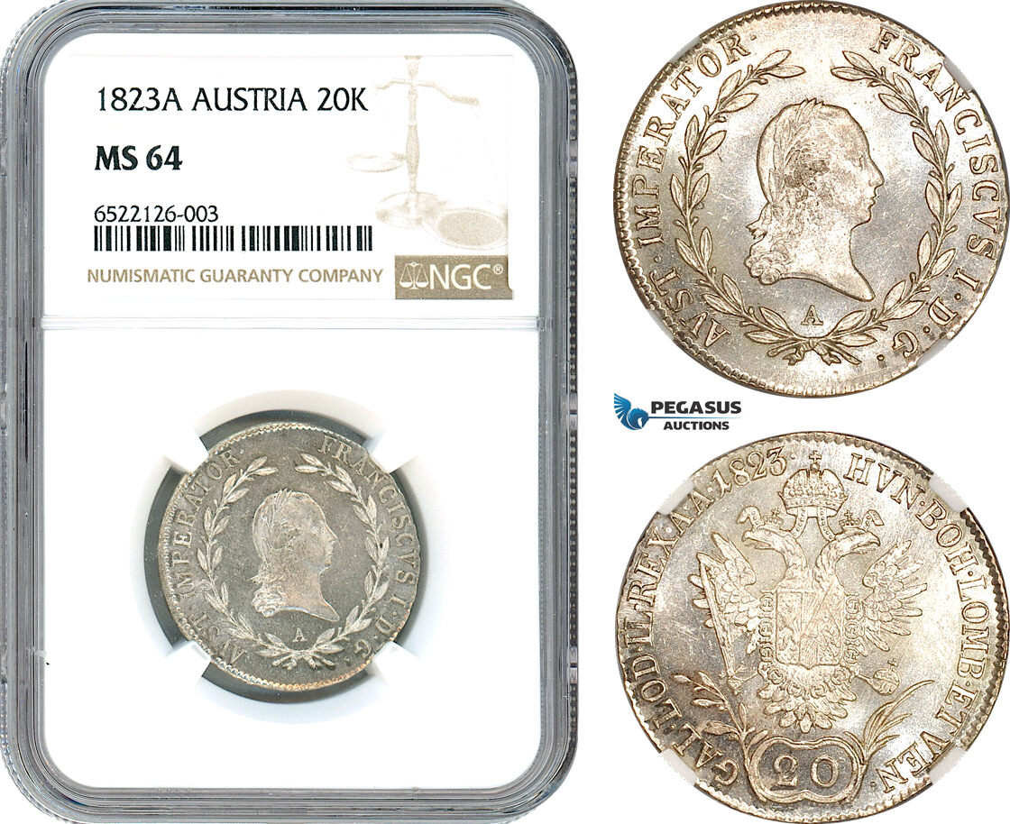 Austria 20 Kreuzer 1823 NGC MS64 | MA-Shops