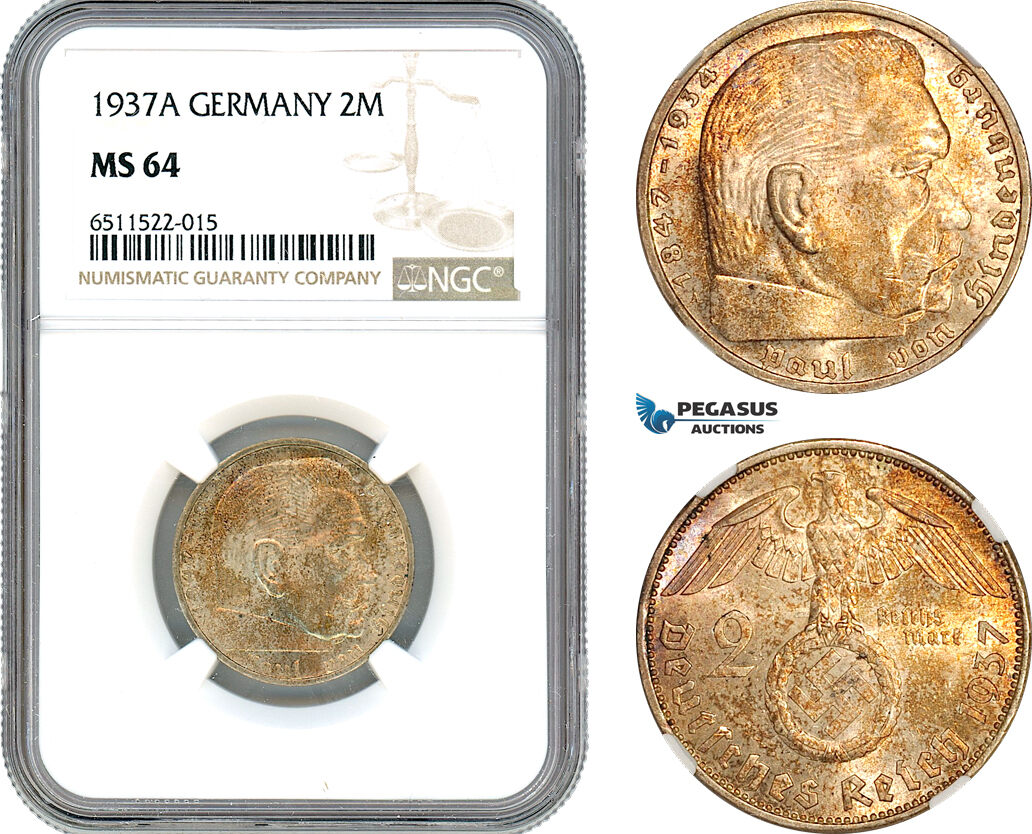 Germany, Third Reich 2 Reichsmark 1937 NGC MS64 | MA-Shops