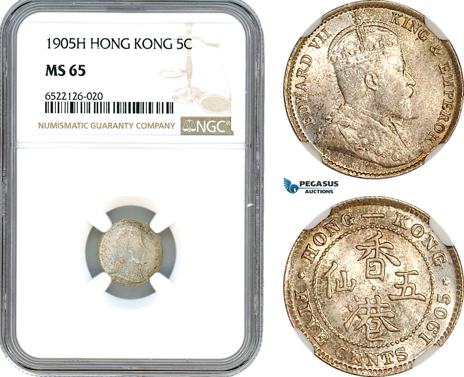 Hong Kong 5 Cents 1905 NGC MS65 | MA-Shops