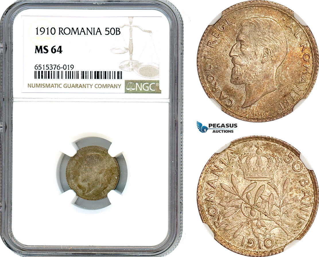 Romania 50 Bani 1910 NGC MS64 | MA-Shops