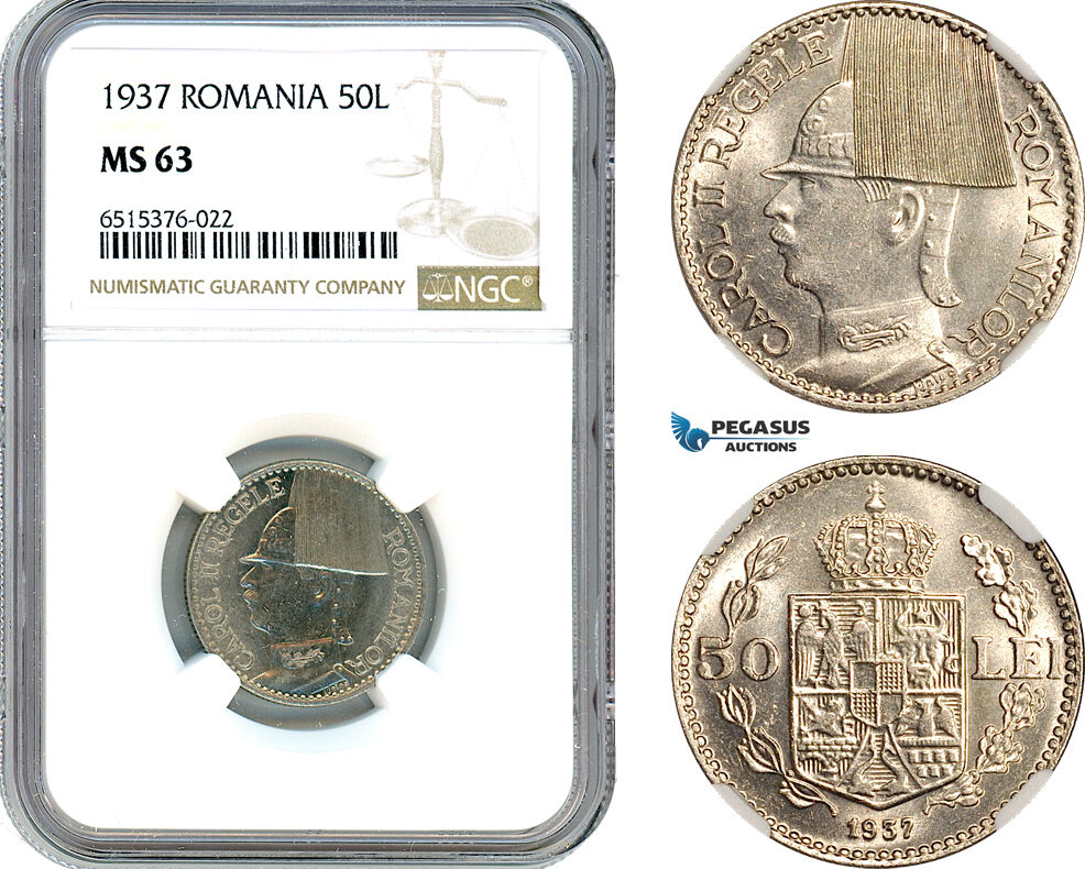 Romania 50 Lei 1937 NGC MS63 | MA-Shops