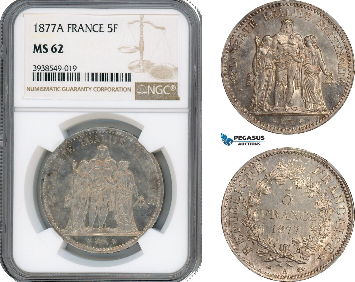France 5 Francs 1877 NGC MS62 | MA-Shops