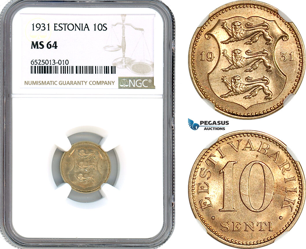 Estonia 10 Senti 1931 NGC MS64 | MA-Shops