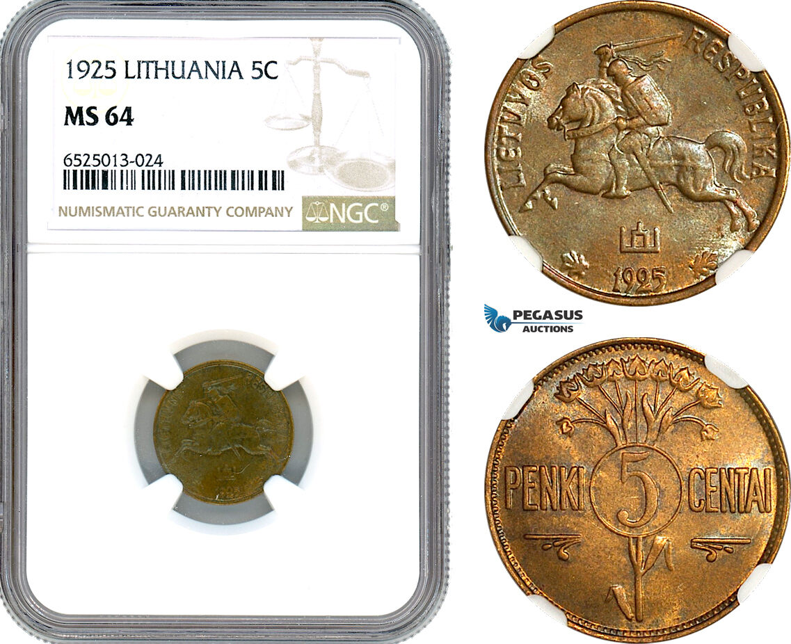 Lithuania 5 Centai 1925 NGC MS64 | MA-Shops