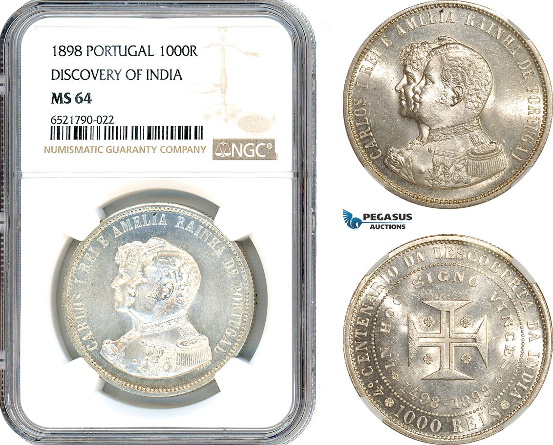 Portugal 1000 Reis 1898 NGC MS64 | MA-Shops