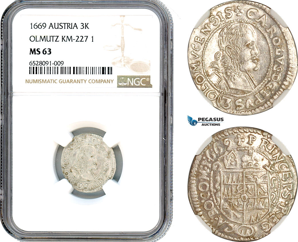 Austria 3 Kreuzer 1669 NGC MS63 | MA-Shops