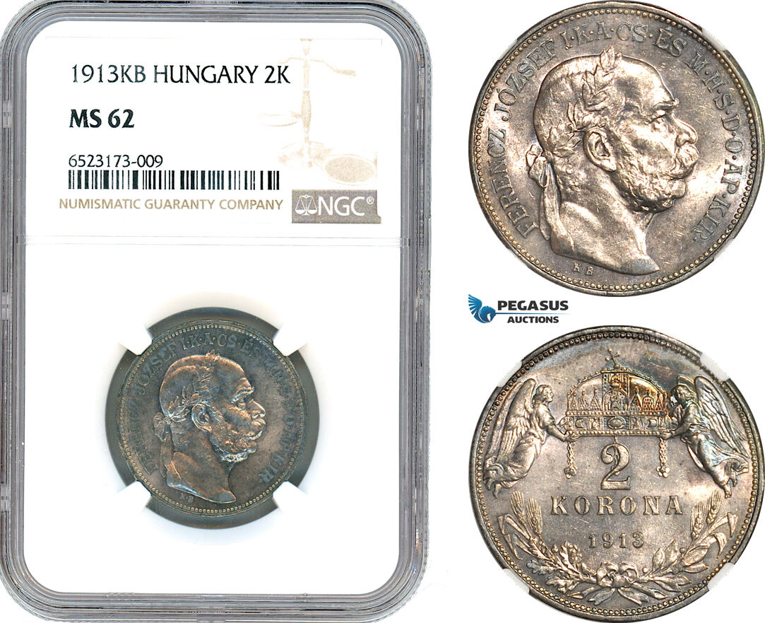 Hungary 2 Korona 1913 NGC MS62 | MA-Shops