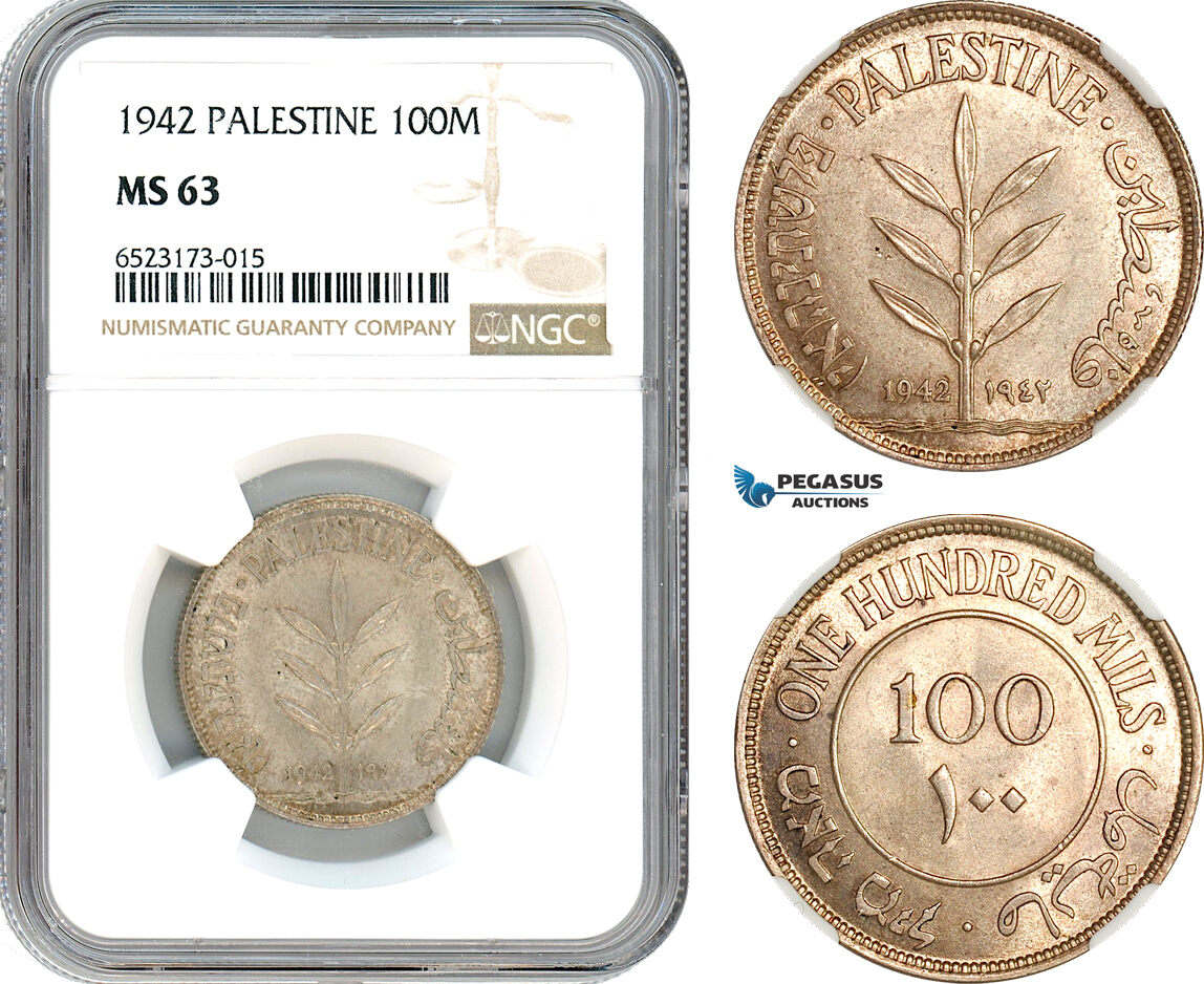 Palestine 100 Mils 1942 NGC MS63 | MA-Shops
