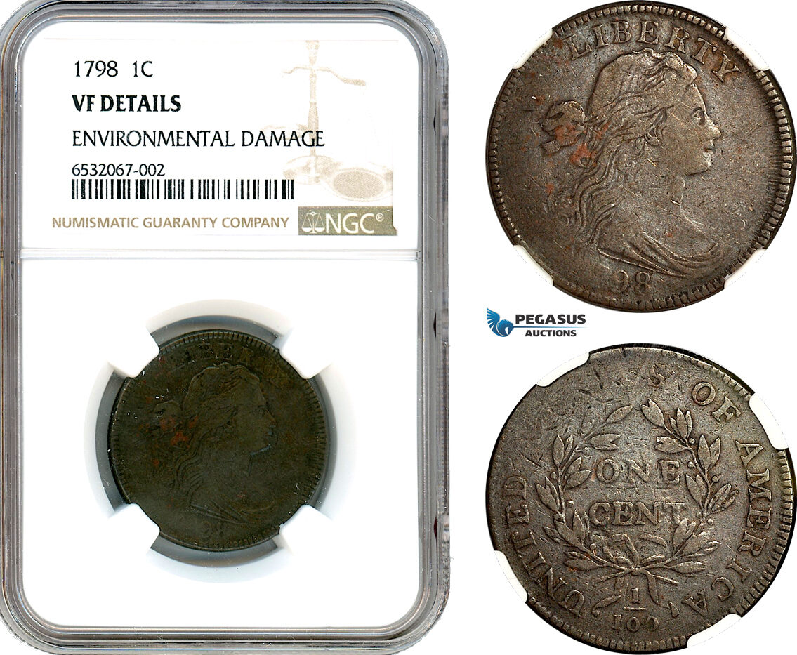 United States 1 Cent "Draped Bust Cent" 1798 NGC VF Details | MA-Shops