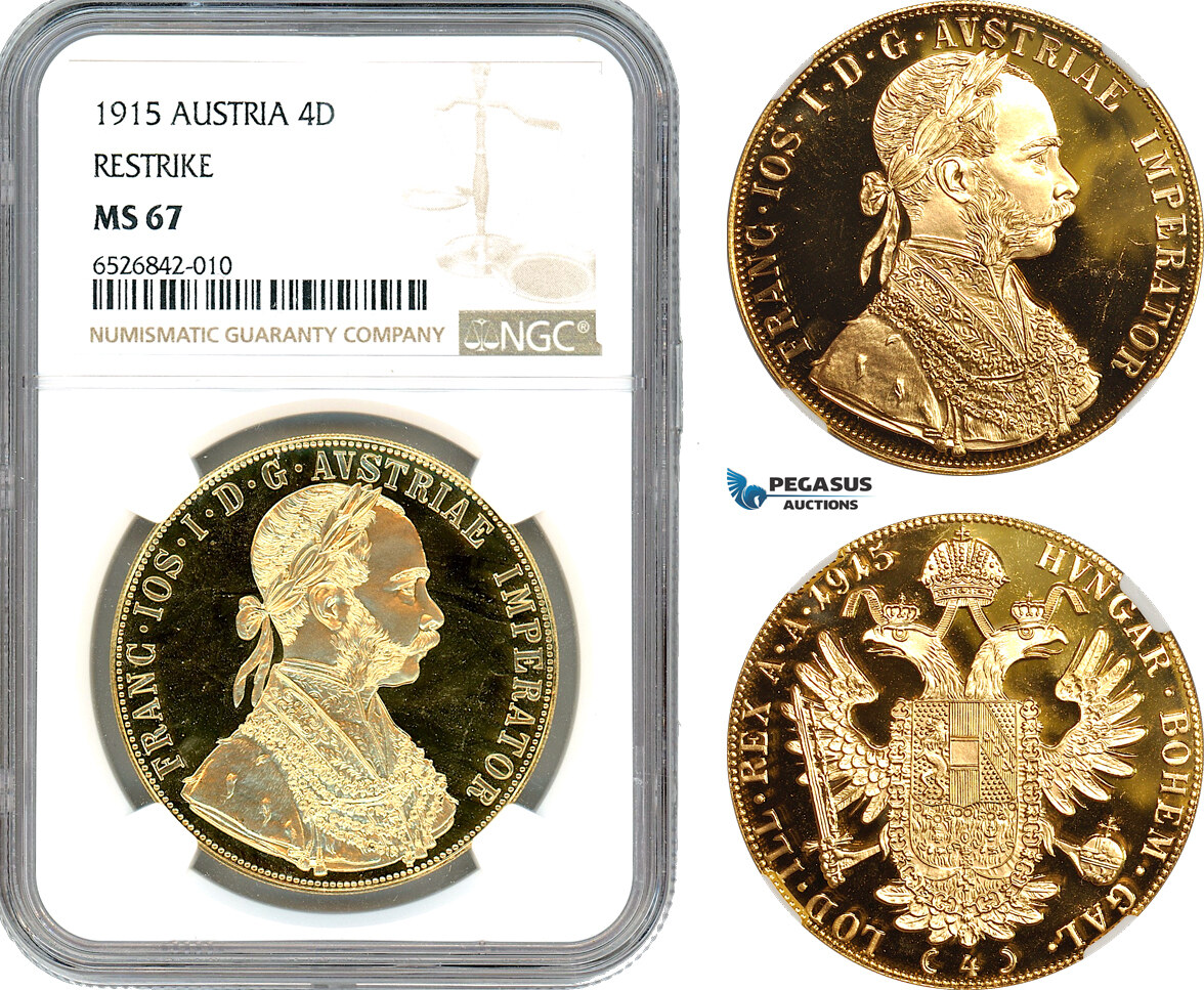 Austria Restrike 4 Ducats 1915 NGC MS67 | MA-Shops