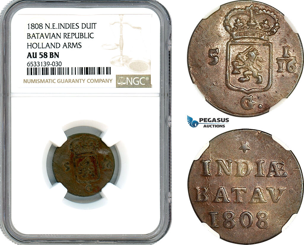Netherlands East Indies 1 Duit 1808 NGC AU58BN | MA-Shops