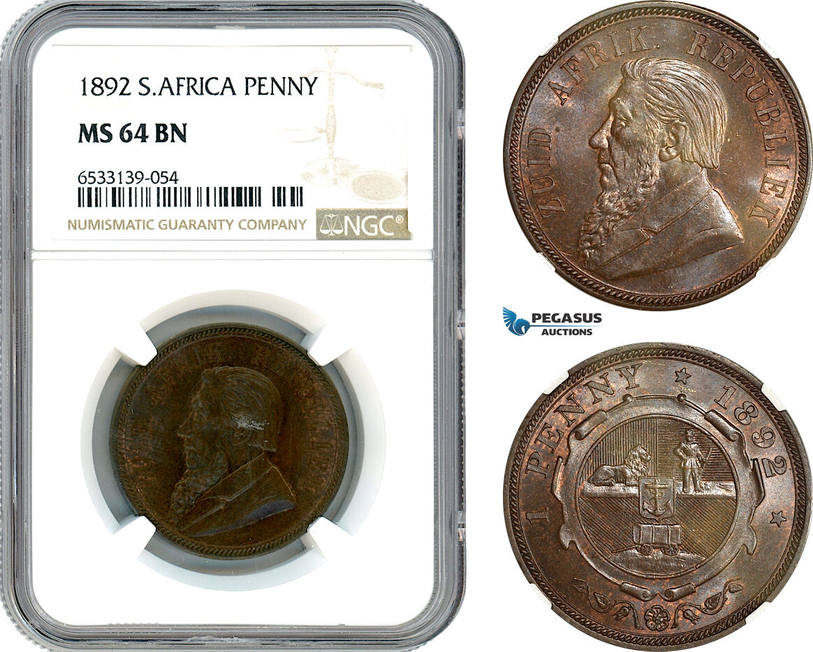 South Africa 1 Penny 1892 NGC MS64BN | MA-Shops