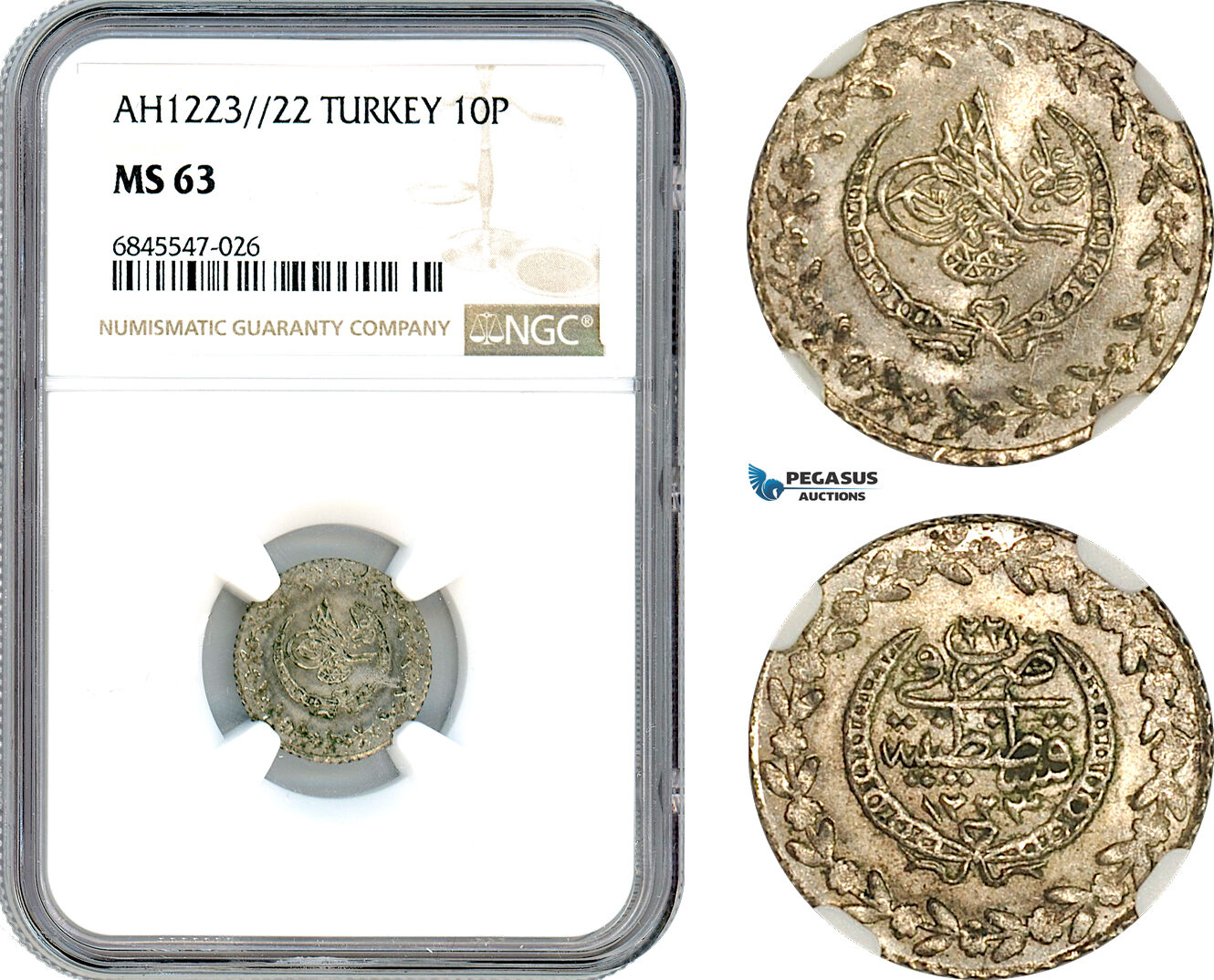 Ottoman Empire, Turkey 10 Para AH1223//22 NGC MS63 | MA-Shops