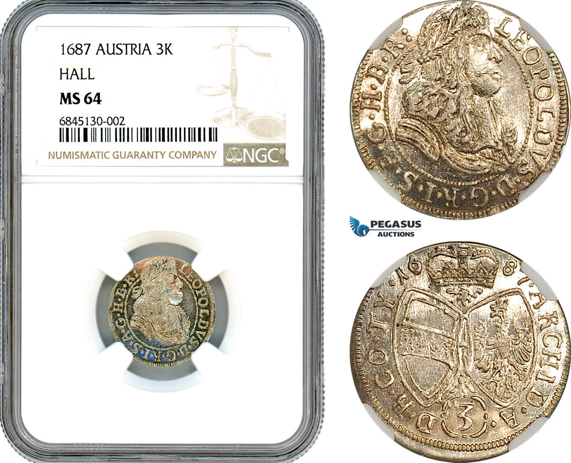 Austria 3 Kreuzer 1687 NGC MS64 | MA-Shops
