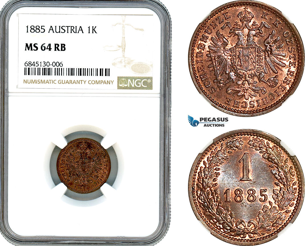 Austria 1 Kreuzer 1885 NGC MS64RB | MA-Shops