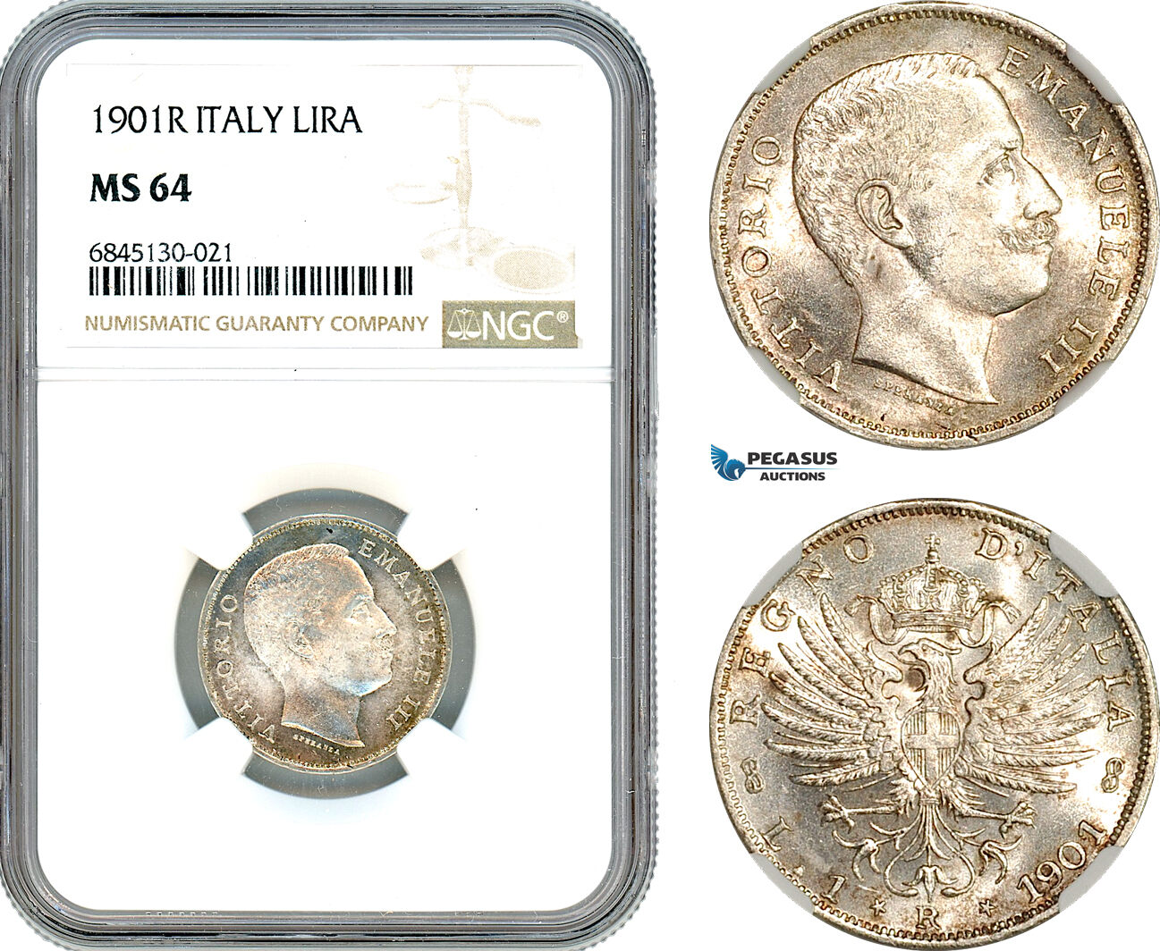 Italy 1 Lira 1901 NGC MS64 | MA-Shops