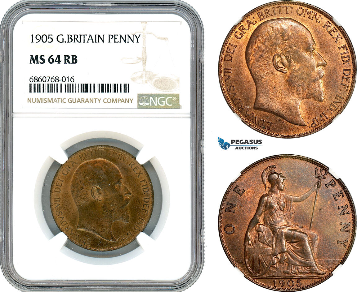Great Britain 1 Penny 1905 NGC MS64RB | MA-Shops