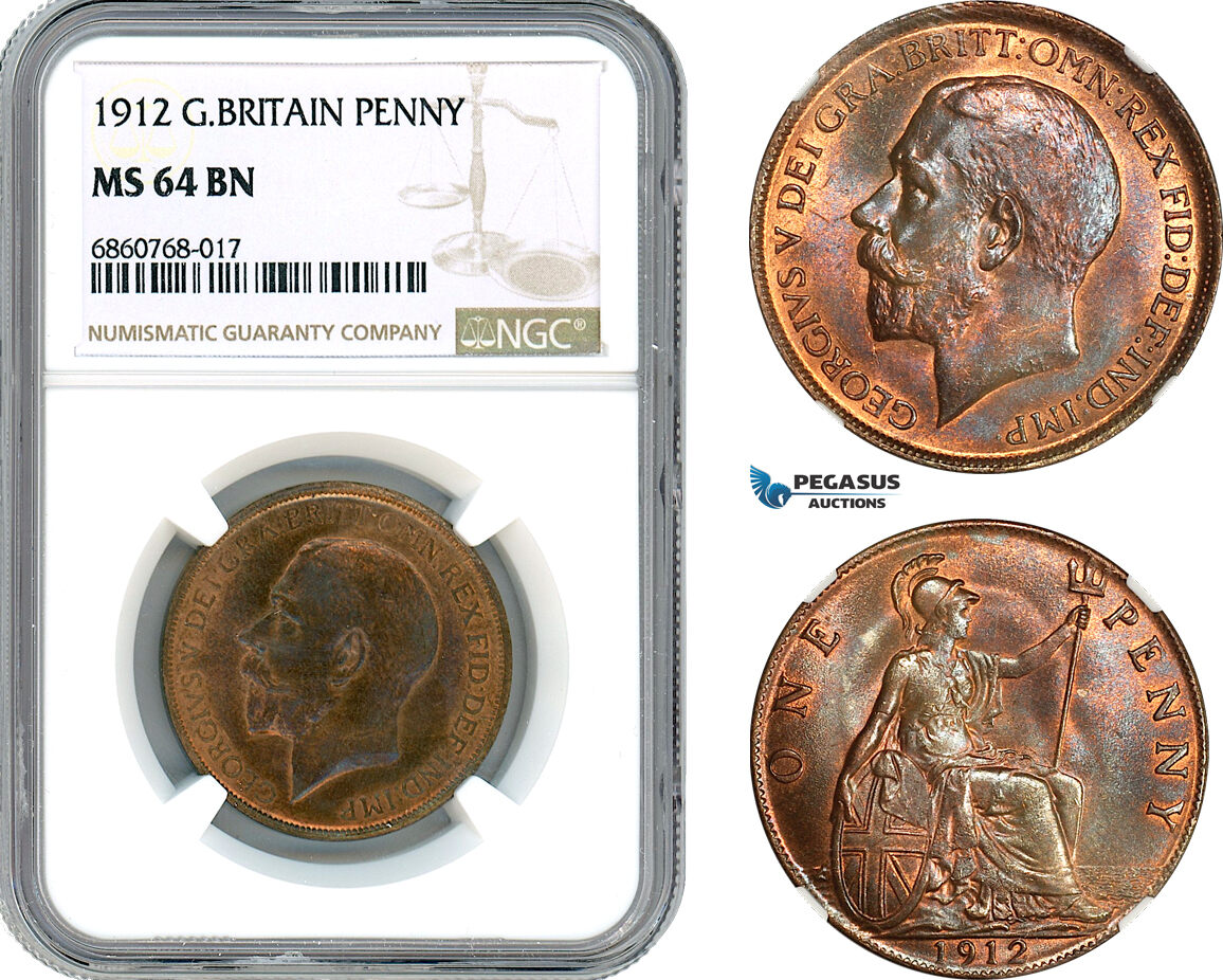 Great Britain 1 Penny 1912 NGC MS64BN | MA-Shops