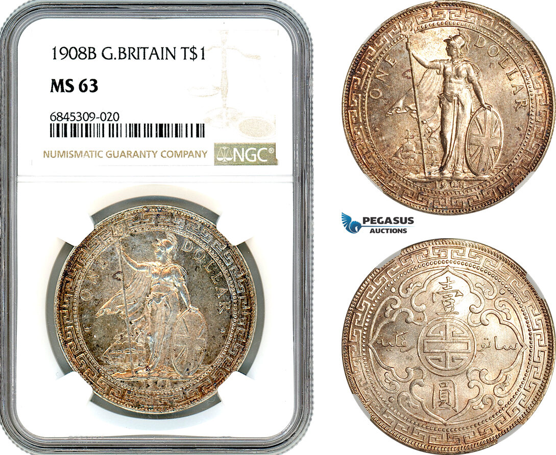Great Britain Trade Dollar 1908 NGC MS63 | MA-Shops