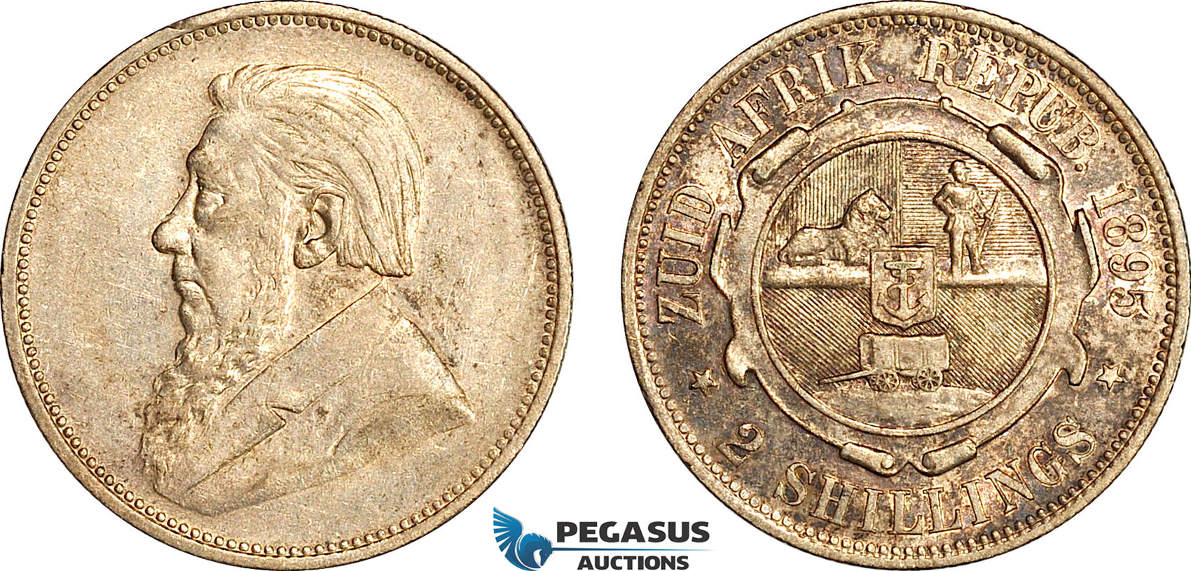 South Africa 2 Shillings 1895 XF-AU | MA-Shops