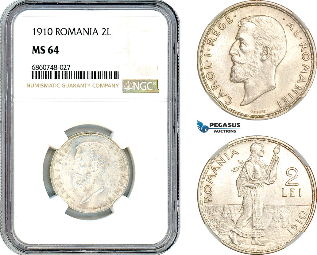 Romania 2 Lei 1910 NGC MS64 | MA-Shops