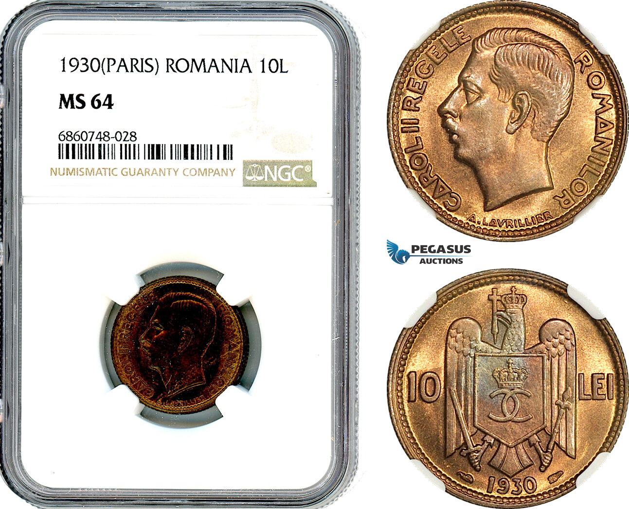 Romania 10 Lei 1930 NGC MS64 | MA-Shops