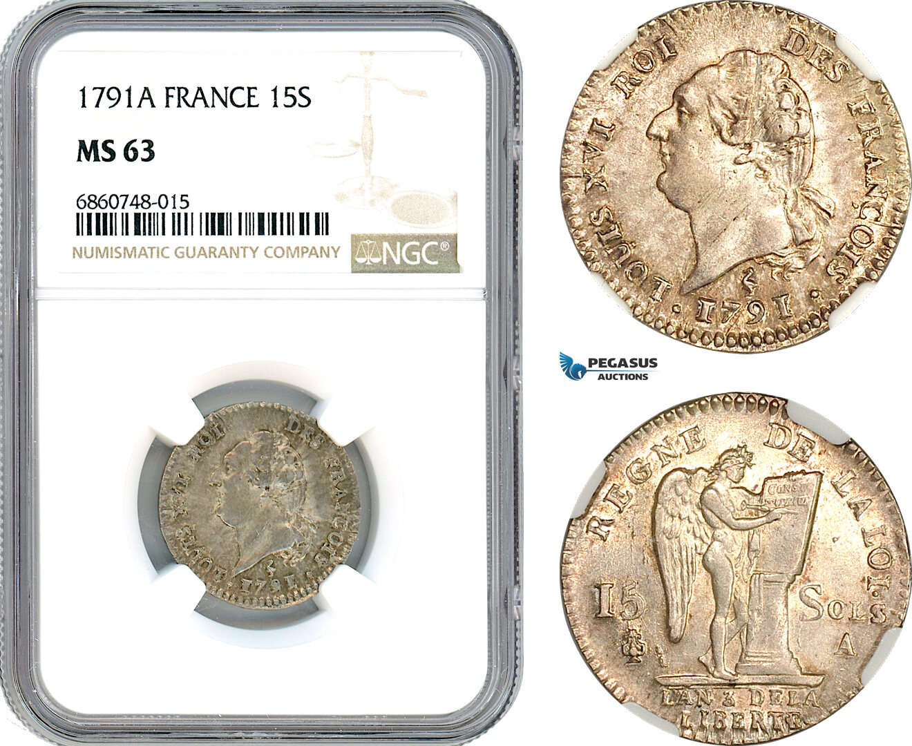 France 15 Sols 1791 NGC MS63 | MA-Shops
