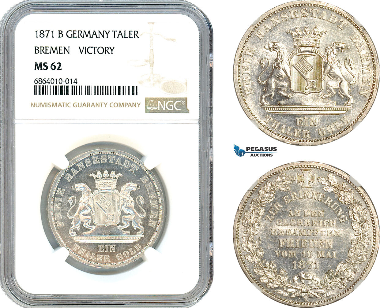 Germany, Bremen 1 Taler 1871 NGC MS62 | MA-Shops