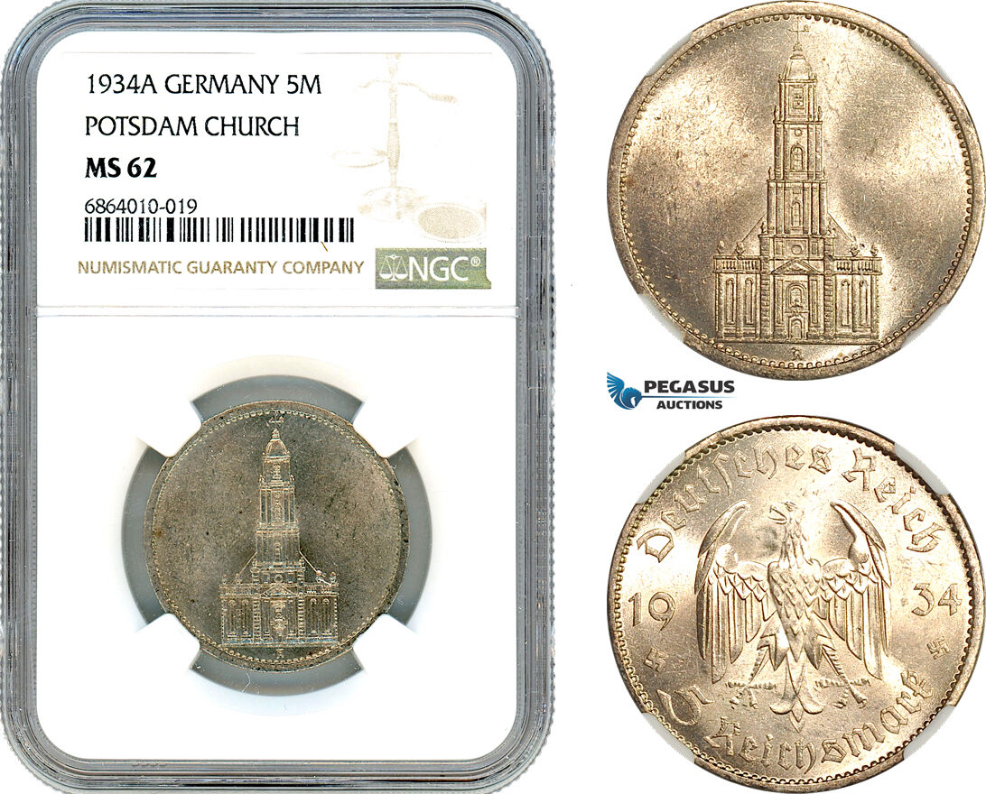 Germany, Third Reich 5 Reichsmark 1934 NGC MS62 | MA-Shops