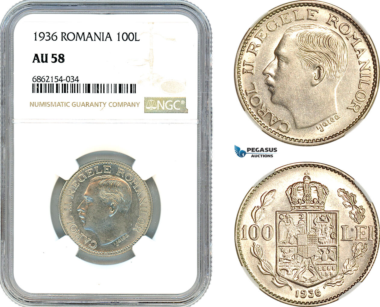 Romania 100 Lei 1936 NGC AU58 | MA-Shops