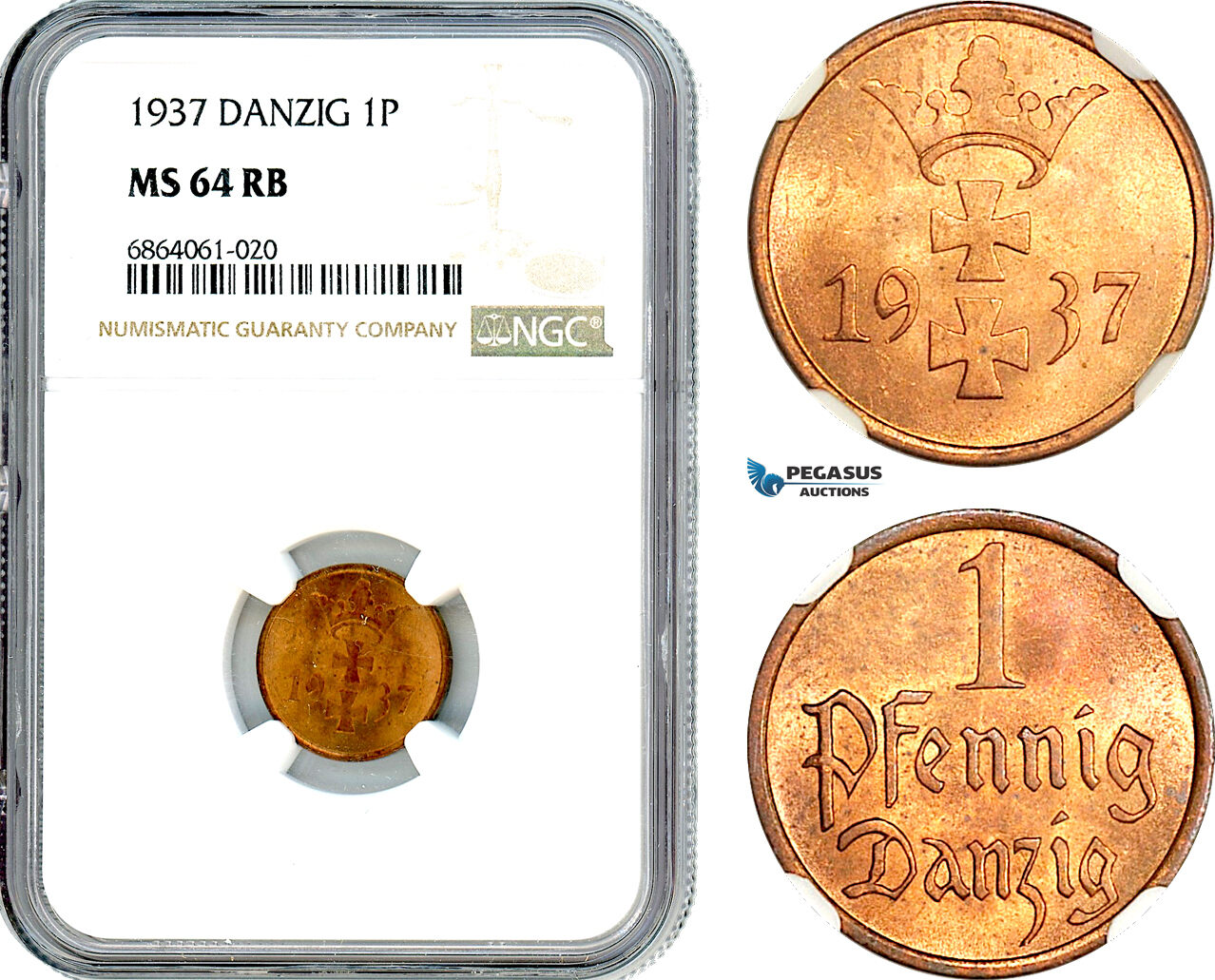 Poland, Danzig 1 Pfennig 1937 NGC MS64RB | MA-Shops