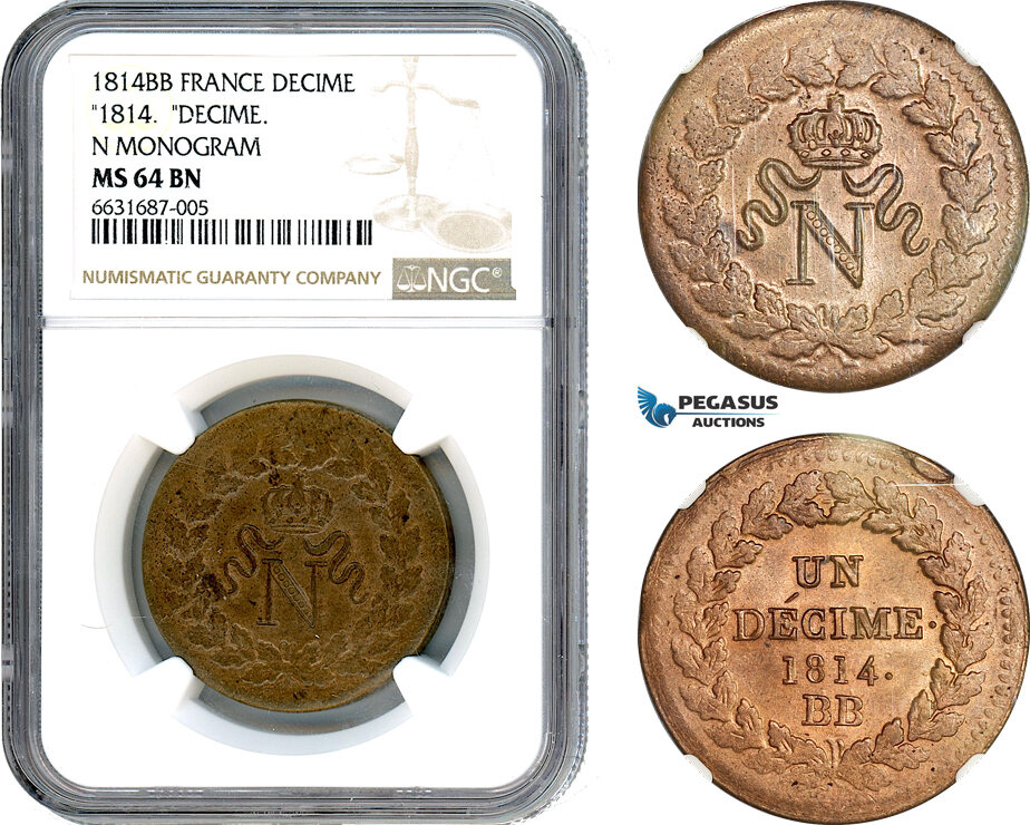 France Un Decime 1814 NGC MS64BN | MA-Shops