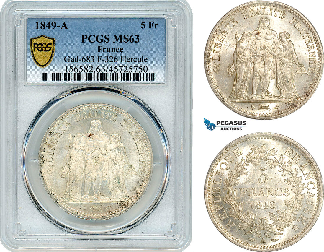 France 5 Francs 1849 PCGS MS63 | MA-Shops