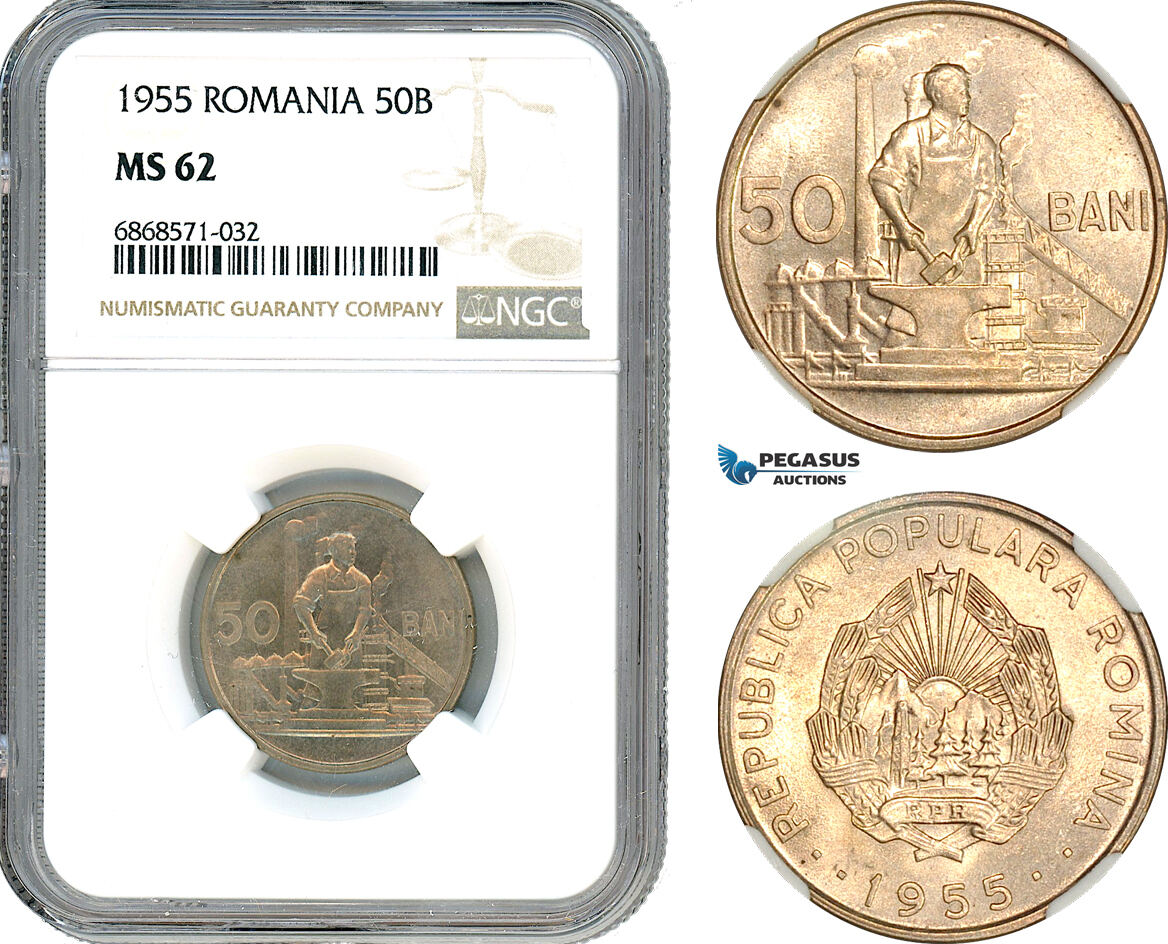 Romania 50 Bani 1955 NGC MS62 | MA-Shops