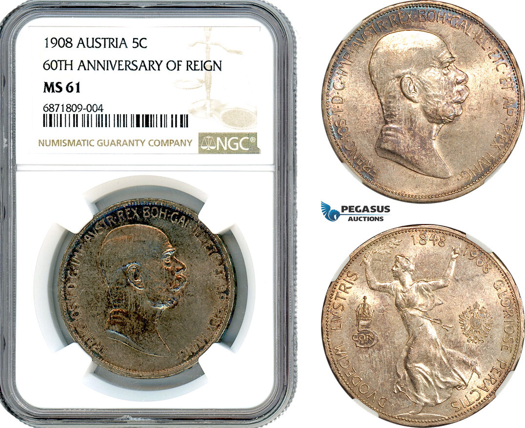 Austria 5 Corona 1908 NGC MS61 | MA-Shops