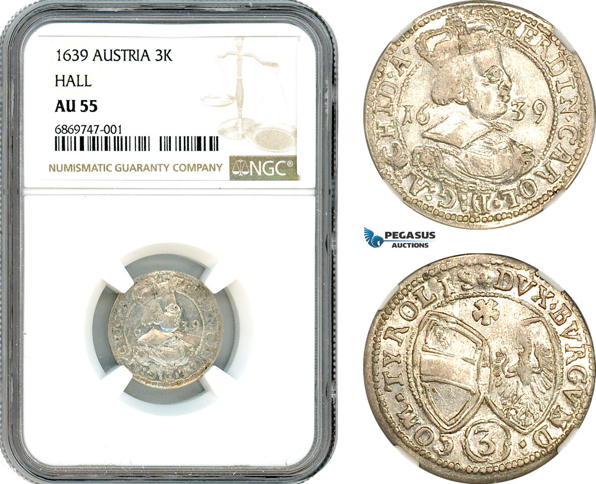Austria 3 Kreuzer 1639 NGC AU55 | MA-Shops