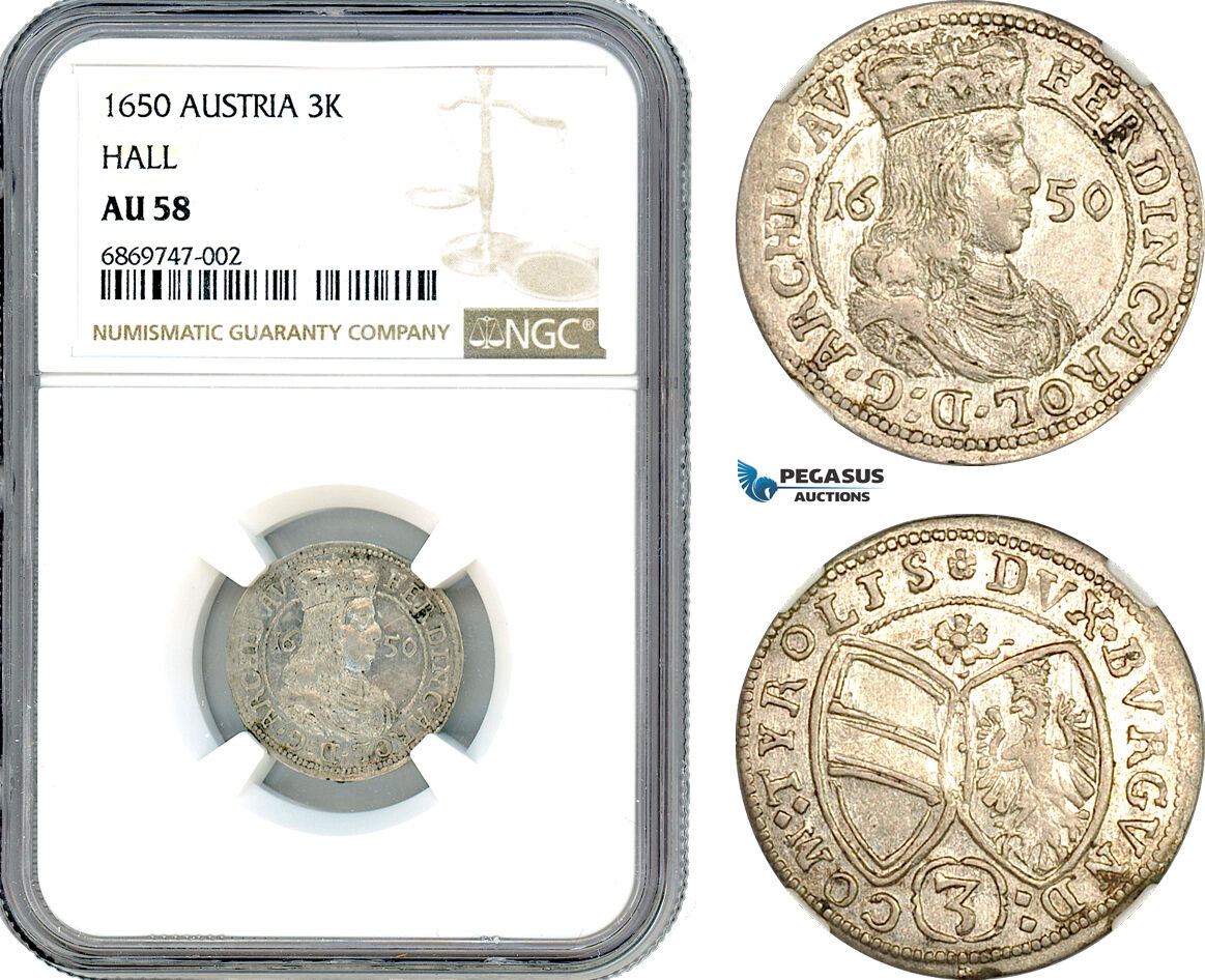 Austria 3 Kreuzer 1650 NGC AU58 | MA-Shops