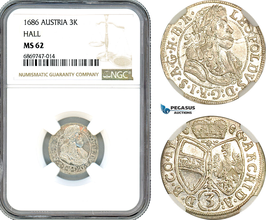 Austria 3 Kreuzer 1686 NGC MS62 | MA-Shops