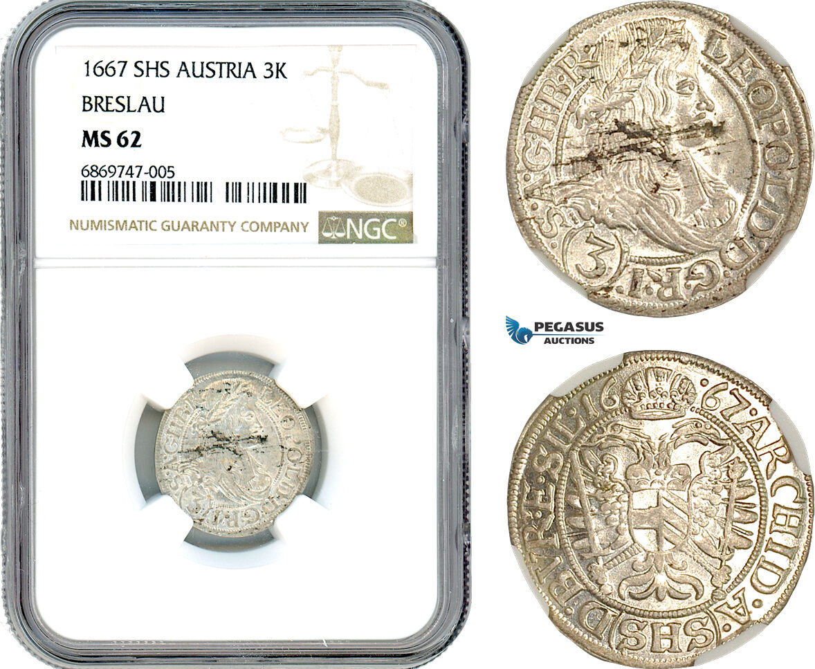Austria 3 Kreuzer 1667 NGC MS62 | MA-Shops
