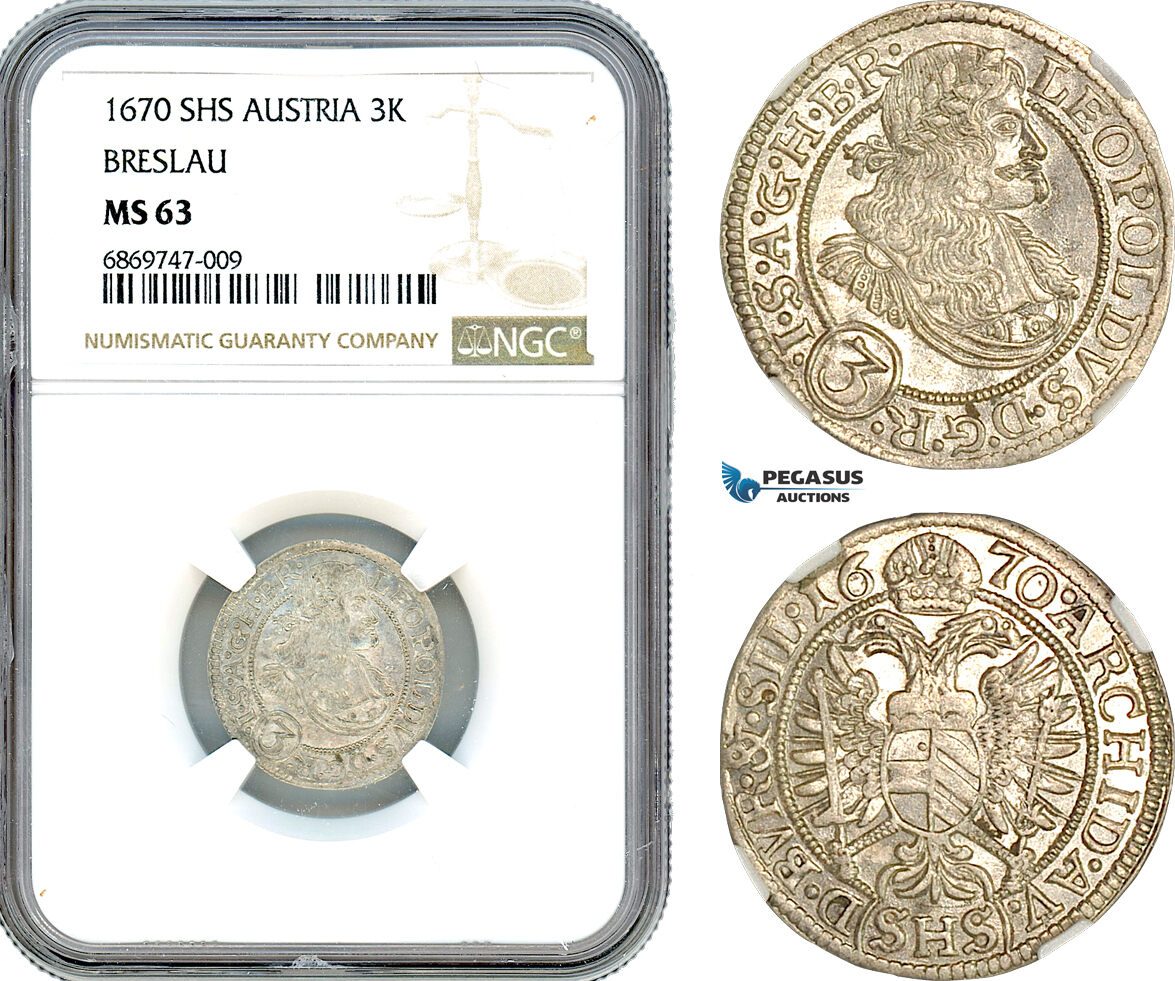 Austria 3 Kreuzer 1670 NGC MS63 | MA-Shops