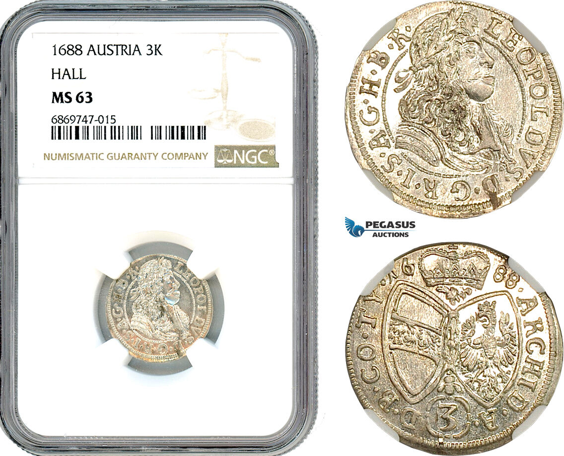 Austria 3 Kreuzer 1688 NGC MS63 | MA-Shops