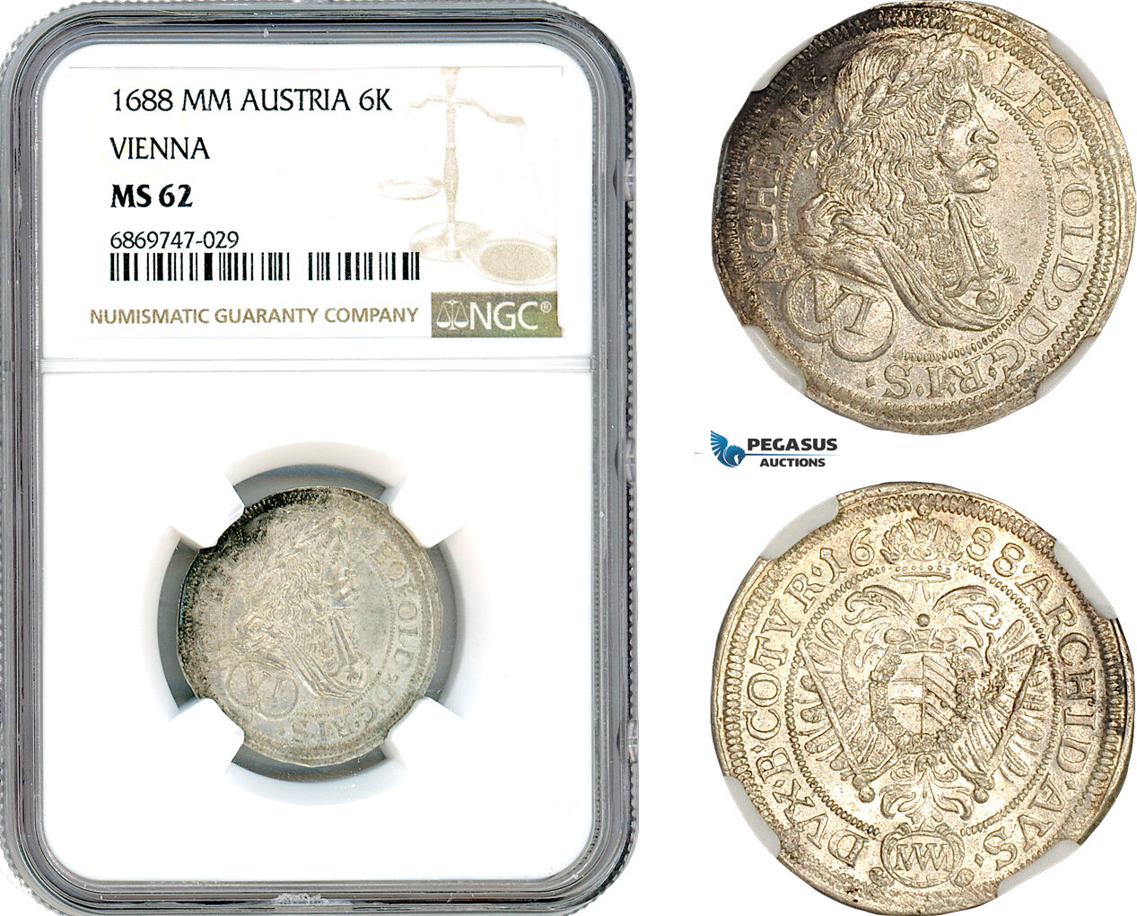 Austria 6 Kreuzer 1688 NGC MS62 | MA-Shops