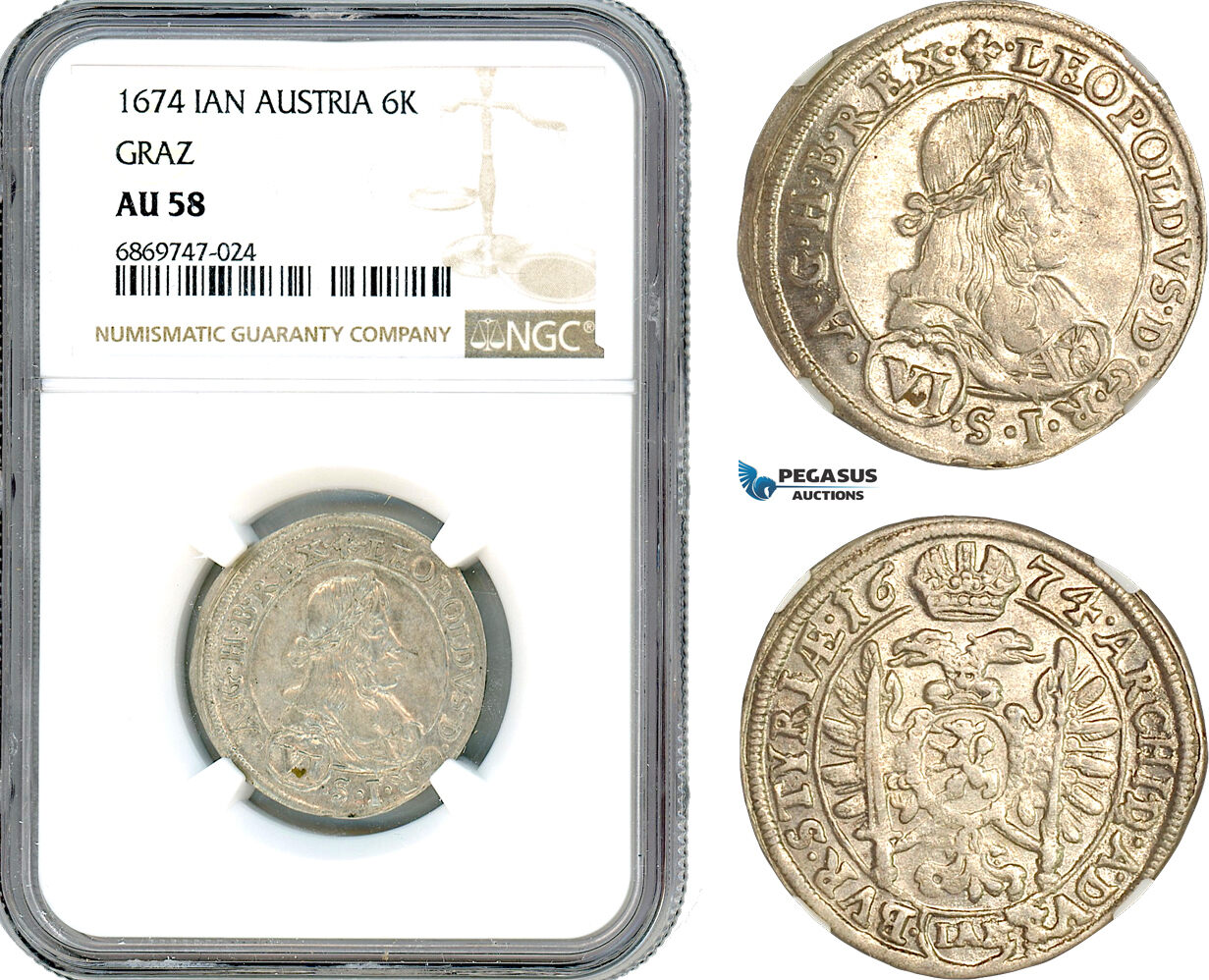 Austria 6 Kreuzer 1688 NGC AU58 | MA-Shops