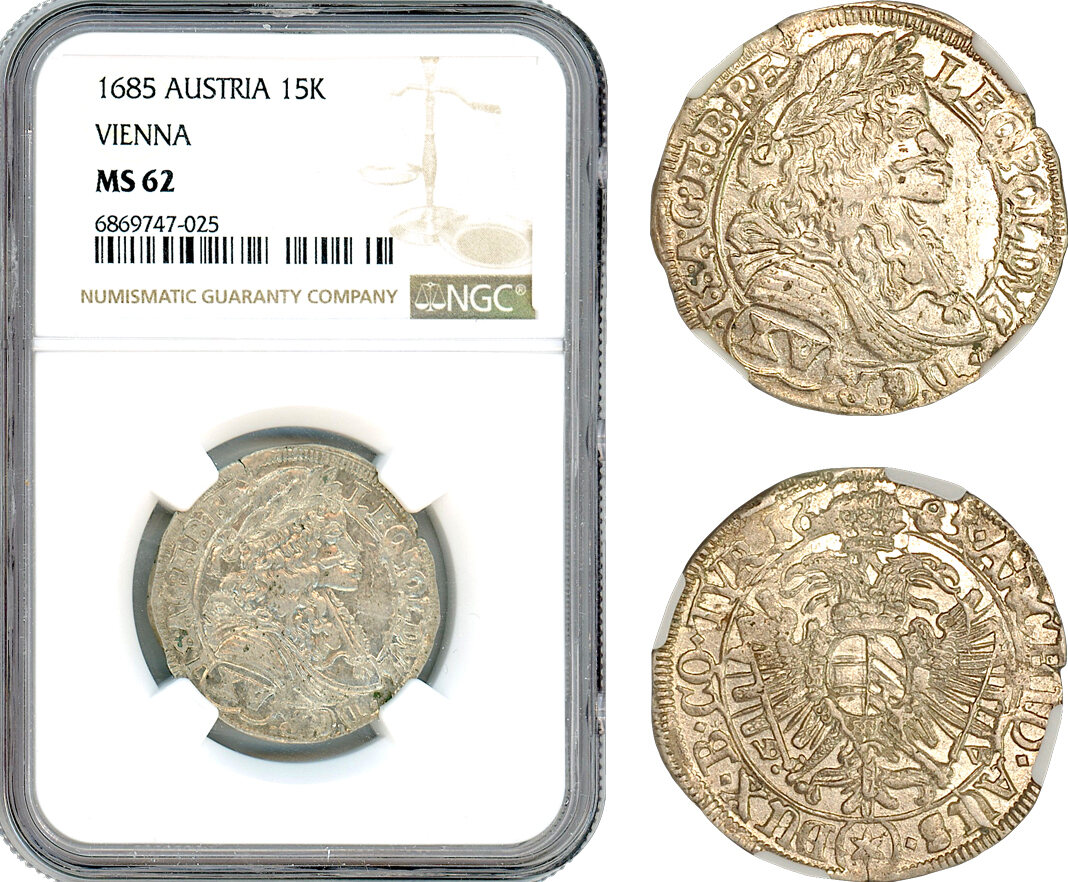 Austria 15 Kreuzer 1685 NGC MS62 | MA-Shops