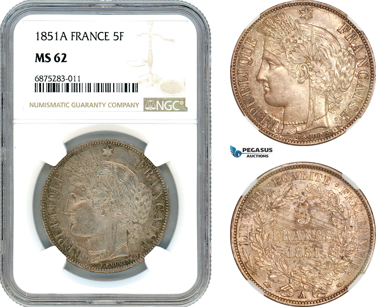 France 5 Francs 1851 NGC MS62 | MA-Shops