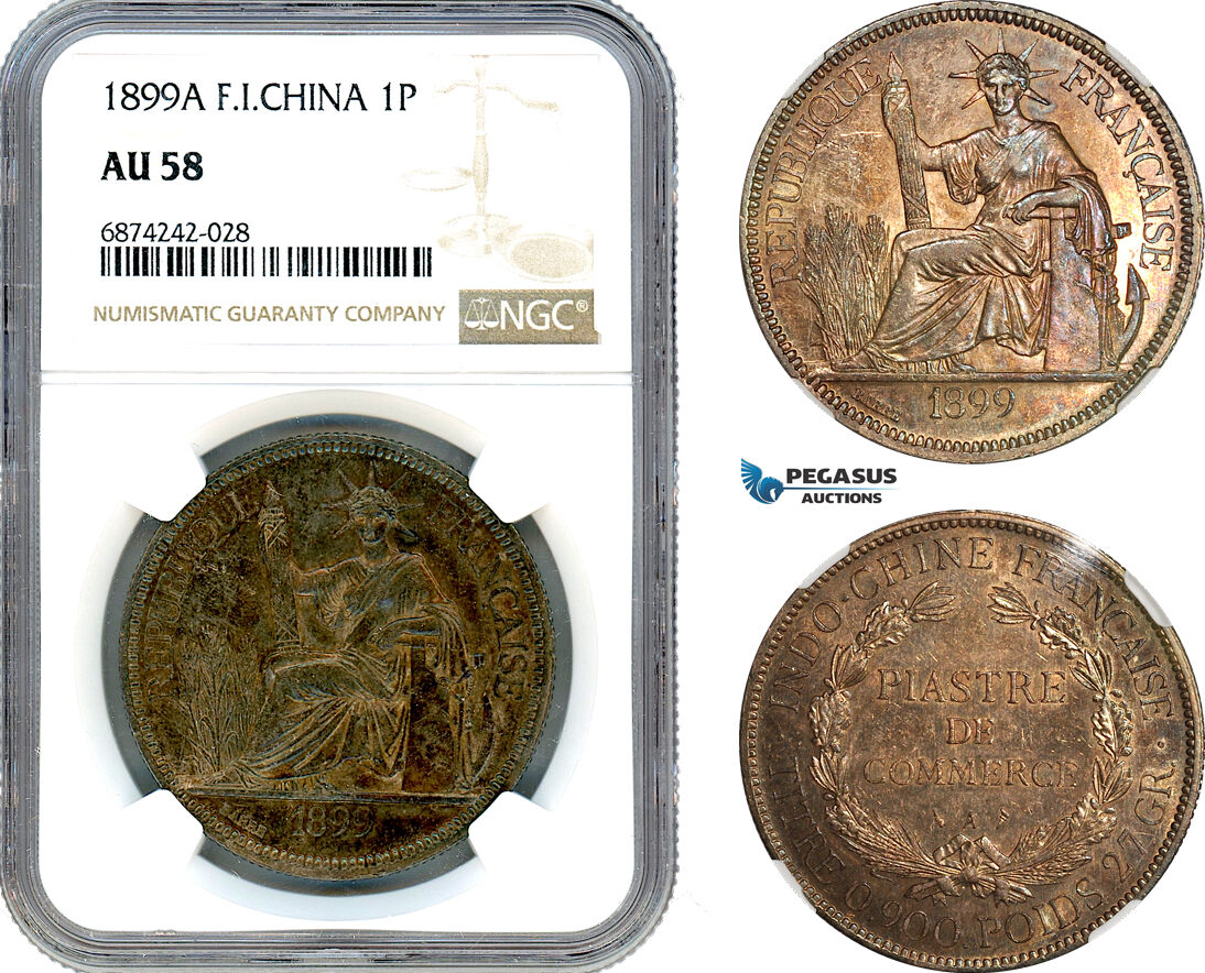 French Indo-China 1 Piastre 1899 NGC AU58 | MA-Shops